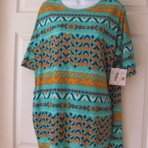 LuLaRoe | Tops | 25 Lularoe Irma Tunic Xs Nwt 36 Green Orange Print ...